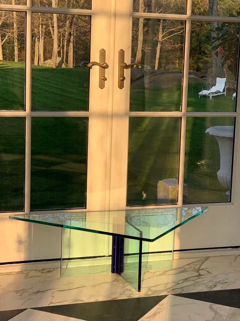 Triangular Glass Coffee Table For Sale at 1stDibs