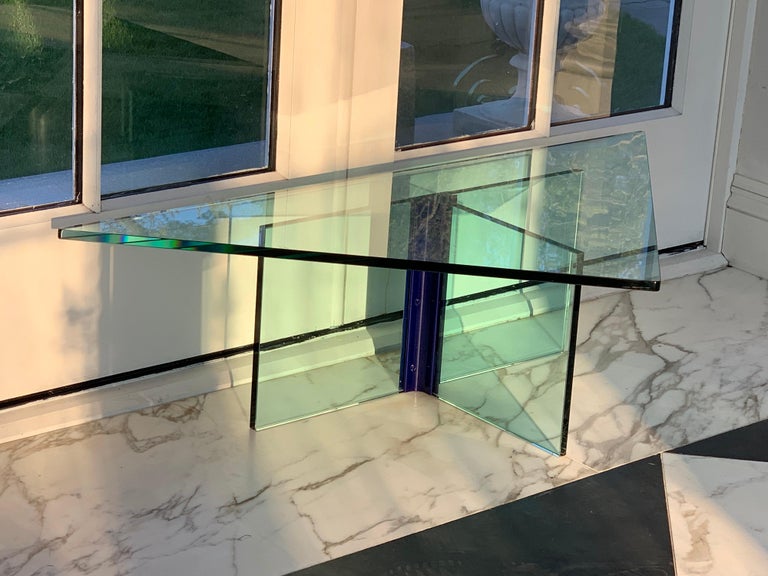 Triangular Glass Coffee Table For Sale at 1stDibs