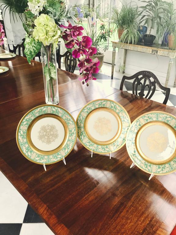 Apple Green and Gold Dinner Plates at 1stDibs