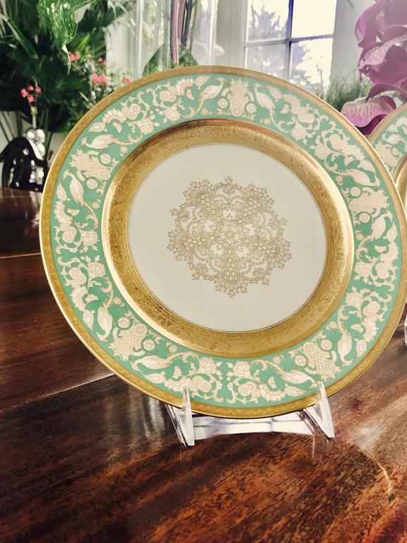 Apple Green and Gold Dinner Plates at 1stDibs