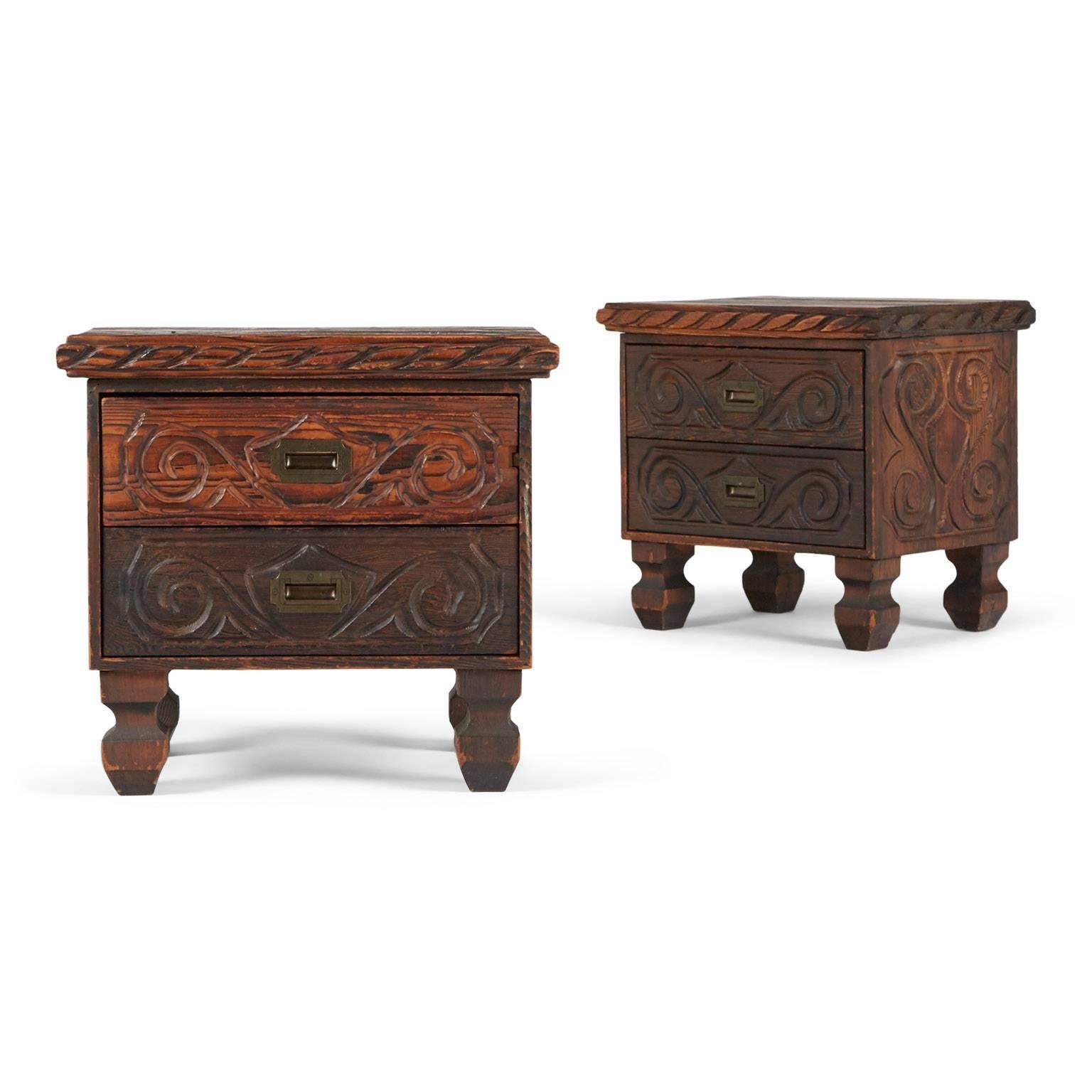 William Westenhaver for WITCO, Pair of Exotic Carved Nightstands, circa ...