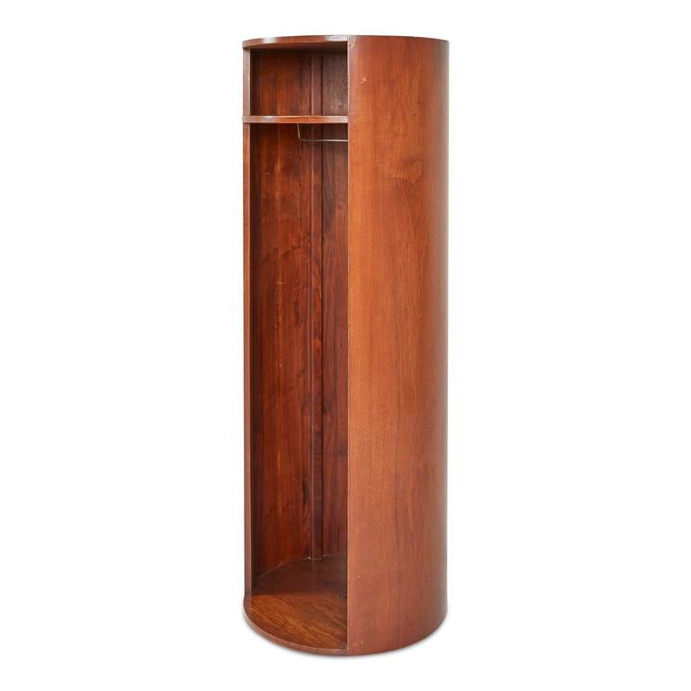 Lehigh Furniture Danish Modern Walnut Cylindrical Rotating Wardrobe ...
