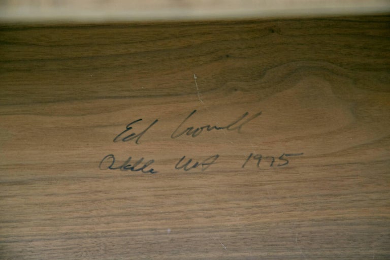 Solid Walnut Craftsman Headboard by Ed Crowell, Signed and Dated 1975 ...