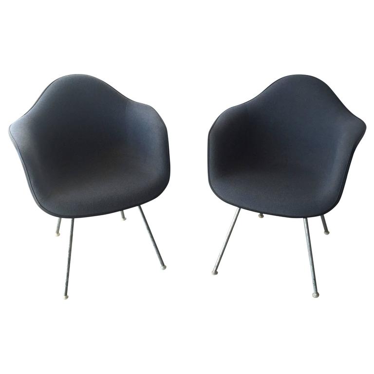Pair of Upholstered Eames Shell Chairs by Herman Miller, 1984 ...