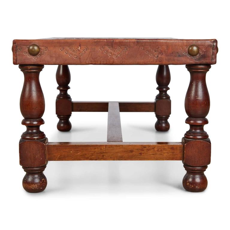 Peruvian Tooled Leather Bench or Coffee Table with South American ...