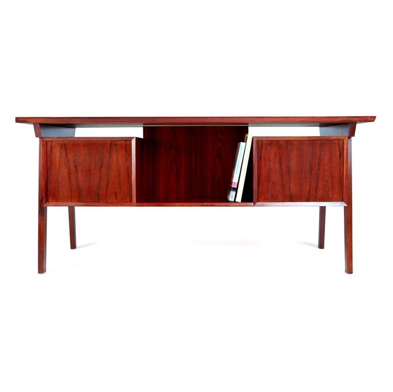 Brazilian Rosewood Desk with Reverse Bookshelf, circa 1960 at 1stDibs