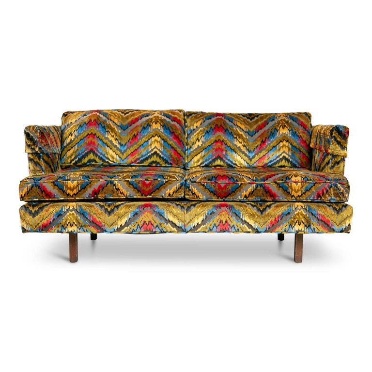 Edward Wormley Style Cut Velvet Chevron Sofas, Pair, circa 1970 at ...