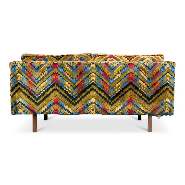Edward Wormley Style Cut Velvet Chevron Sofas, Pair, circa 1970 at ...