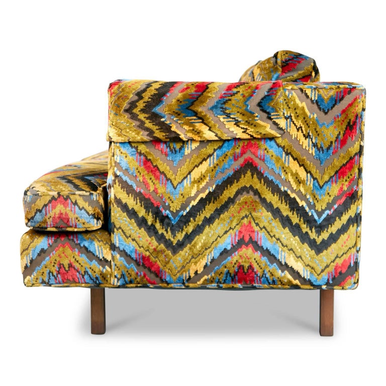Edward Wormley Style Cut Velvet Chevron Sofas, Pair, circa 1970 at ...