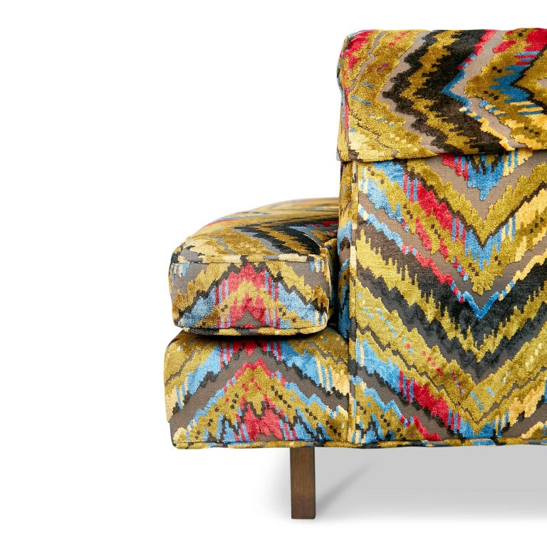 Edward Wormley Style Cut Velvet Chevron Sofas, Pair, circa 1970 at ...
