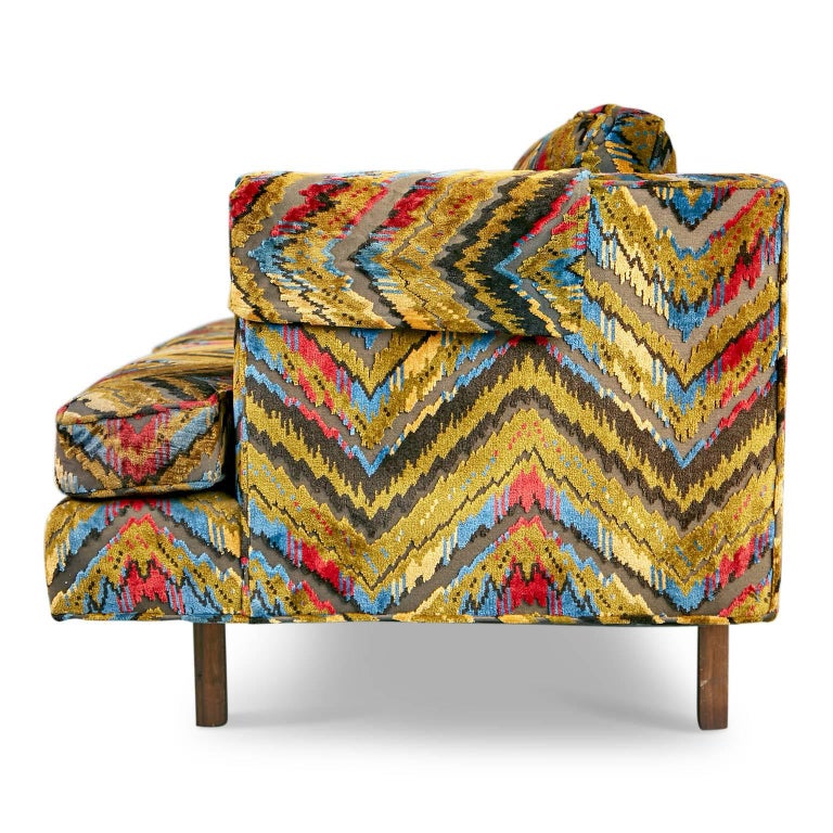 Edward Wormley Style Cut Velvet Chevron Sofas, Pair, circa 1970 at ...