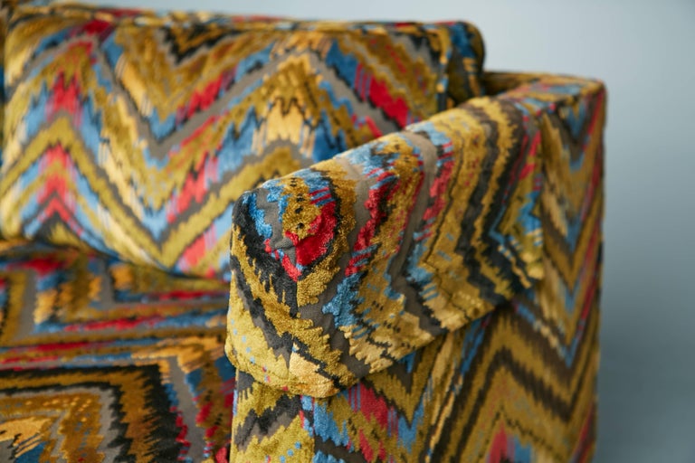 Edward Wormley Style Cut Velvet Chevron Sofas, Pair, circa 1970 at ...