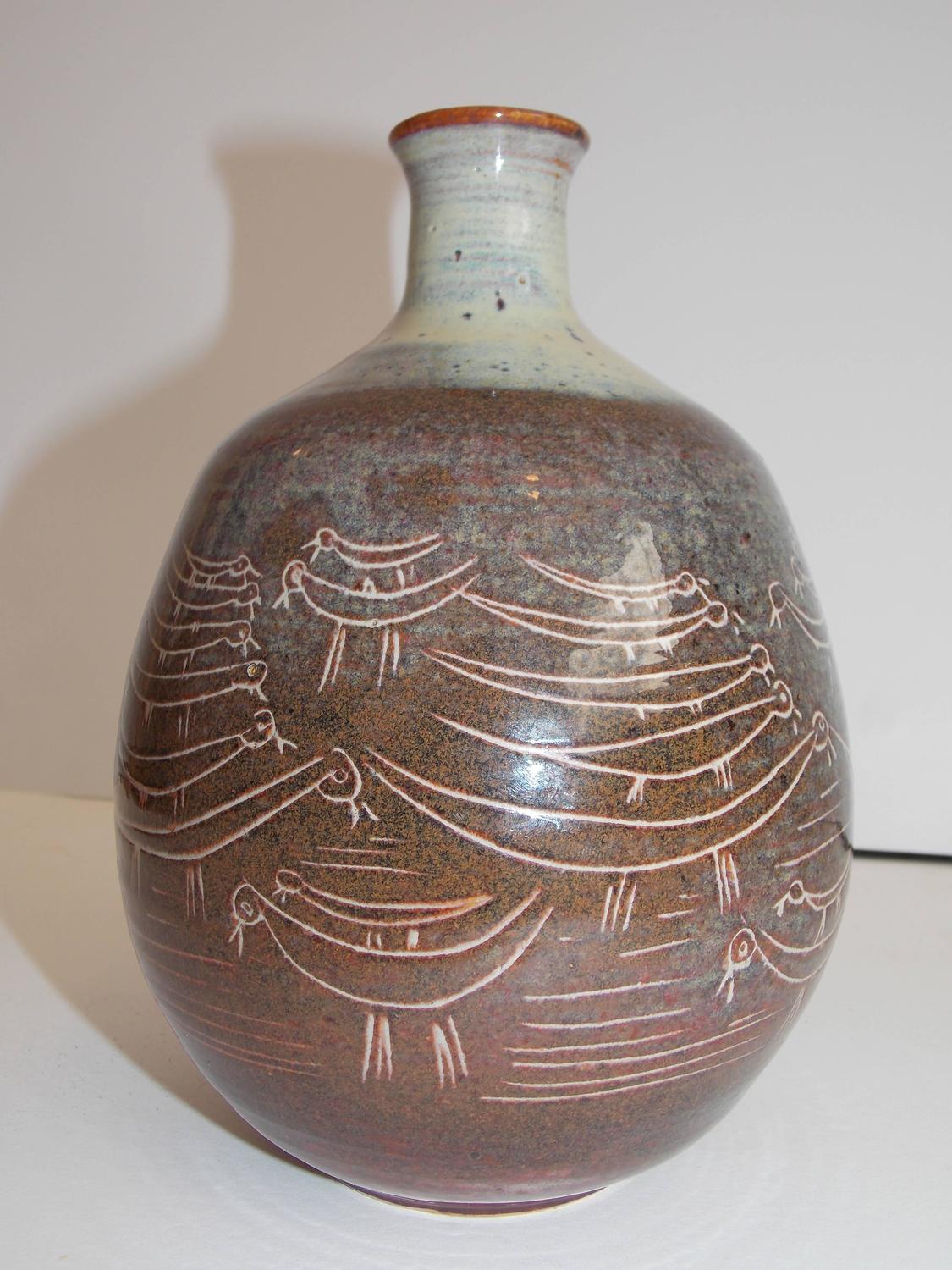 Edwin and Mary Scheier Studio Pottery Vase For Sale at 1stdibs