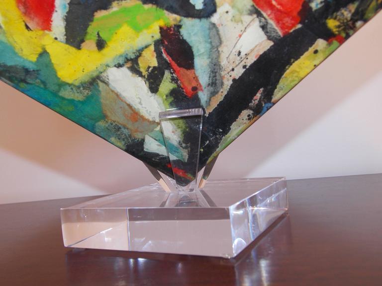 Vintage Modern Art Plastic Cube Sculpture with Collage at 1stDibs