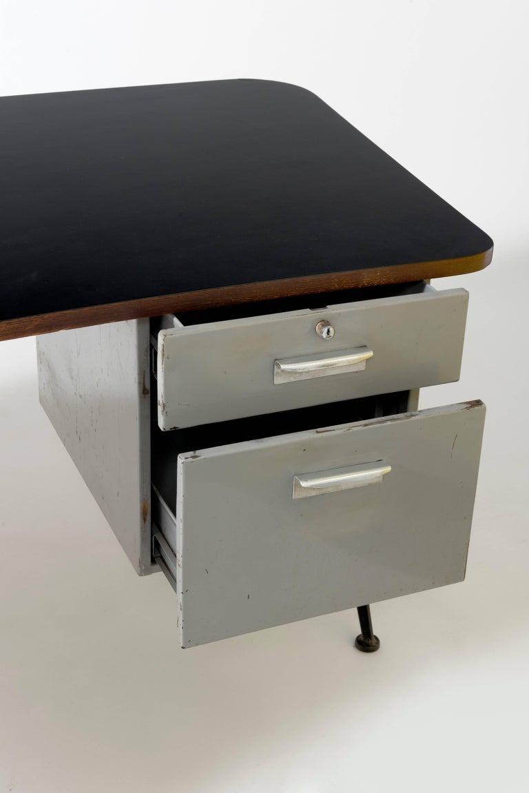 "Compass" Desk, Curved Tabletop with Drawers by Jean Prouvé For Sale at ...