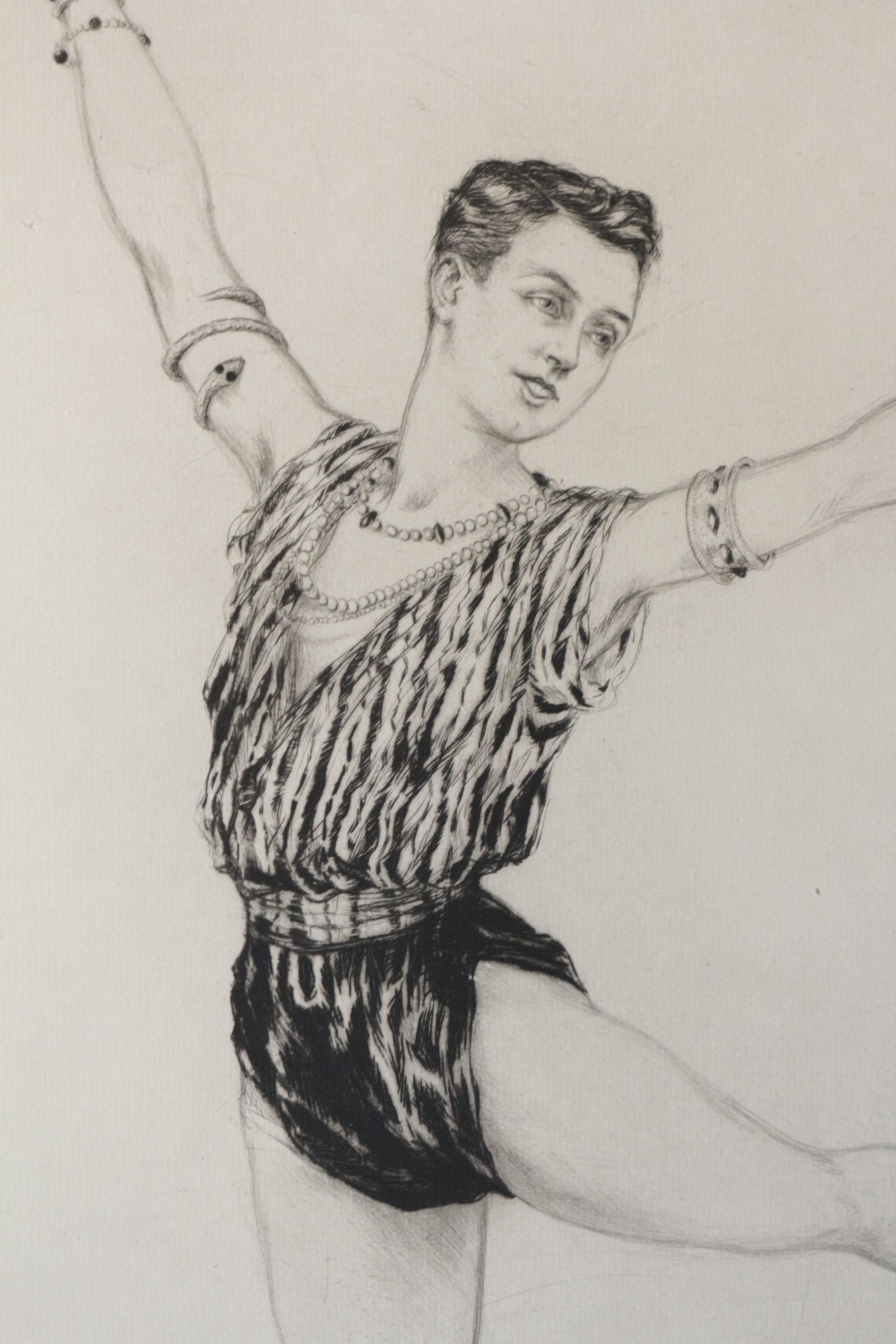 Louis Icart, Etching "Nijinski, Portrait de M.Aveline, de l'opéra ...