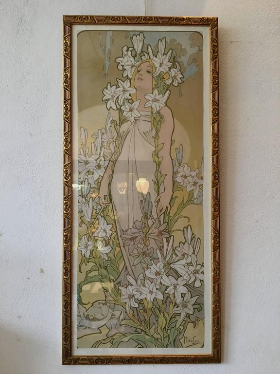 Set of Four Original Lithographs by Alphonse Mucha "The Flowers," circa ...