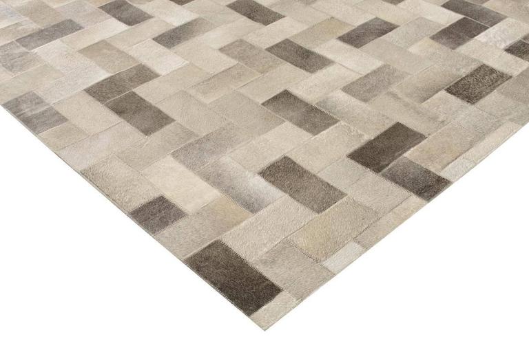 Handmade Leather Patchwork Rug For Sale at 1stDibs