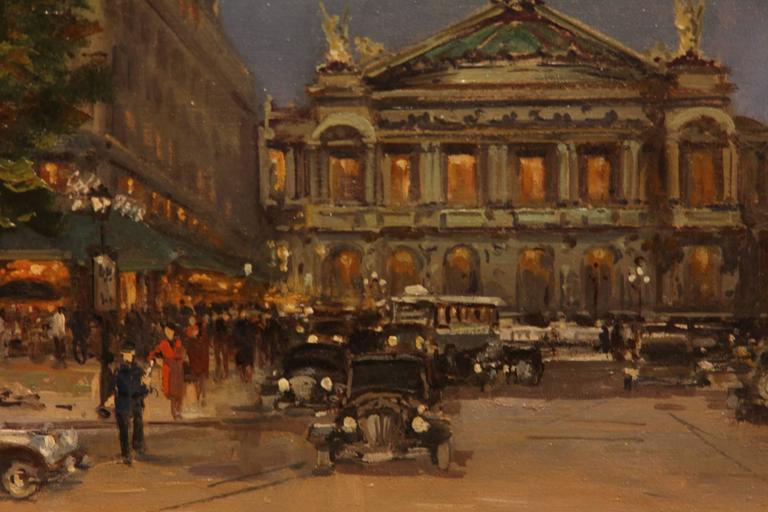 "Paris, Place de L'Opera" Oil Painting by Charles Blondin at 1stDibs