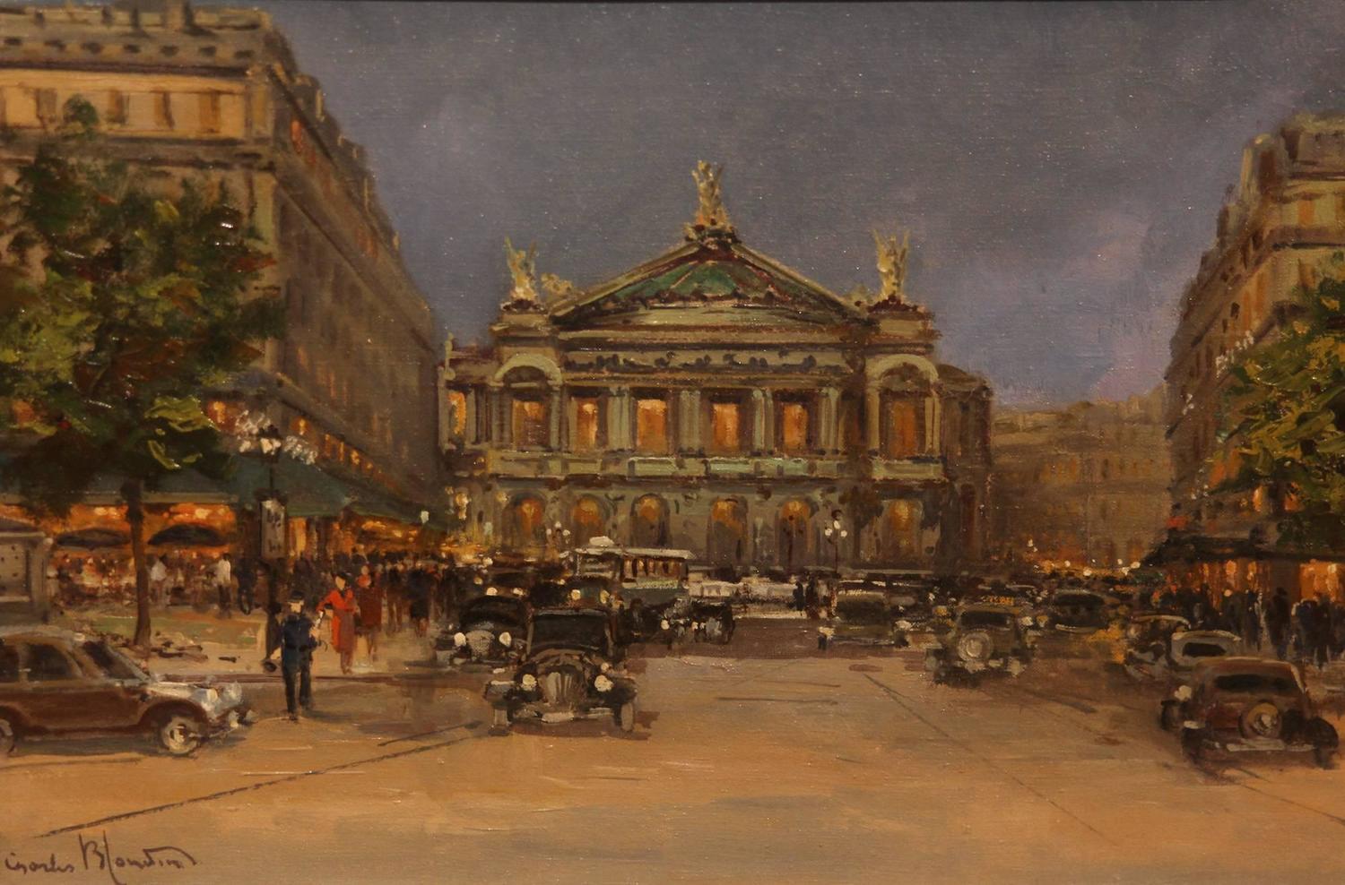 "Paris, Place de L'Opera" Oil Painting by Charles Blondin at 1stdibs
