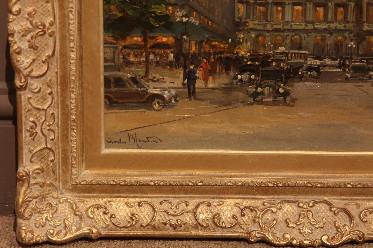 "Paris, Place de L'Opera" Oil Painting by Charles Blondin at 1stdibs