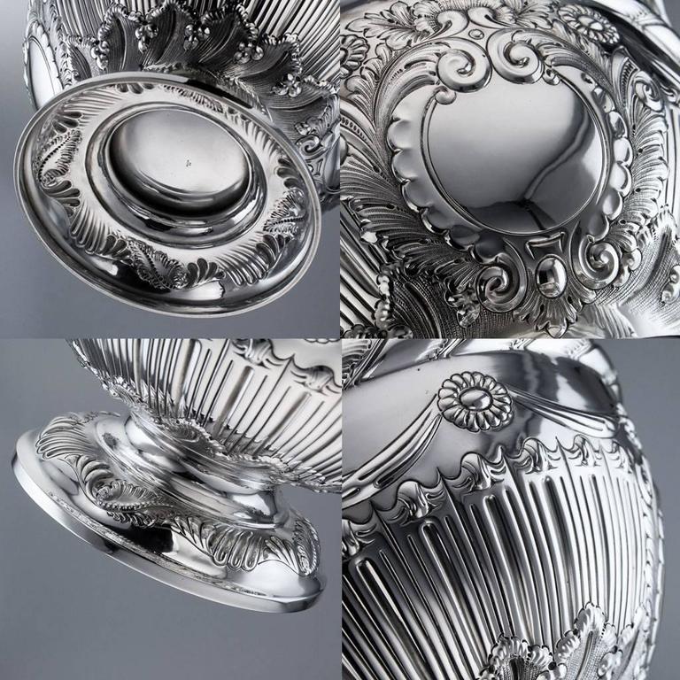 Antique Victorian Solid Silver Large Centrepiece Punch Bowl, circa 1891 ...