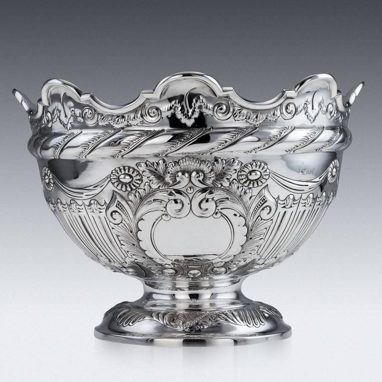 Antique Victorian Solid Silver Large Centrepiece Punch Bowl, circa 1891 ...