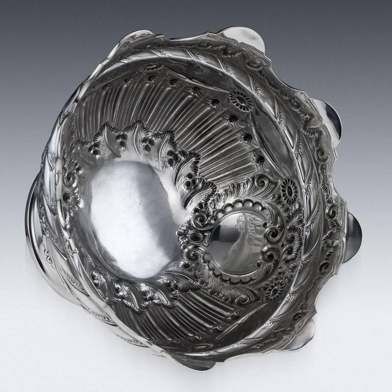 Antique Victorian Solid Silver Large Centrepiece Punch Bowl, circa 1891 ...