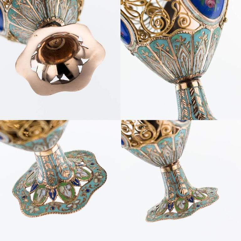 Antique Rare Swiss 18-Karat Gold and Enamel Zarf, Ottoman Market, circa ...