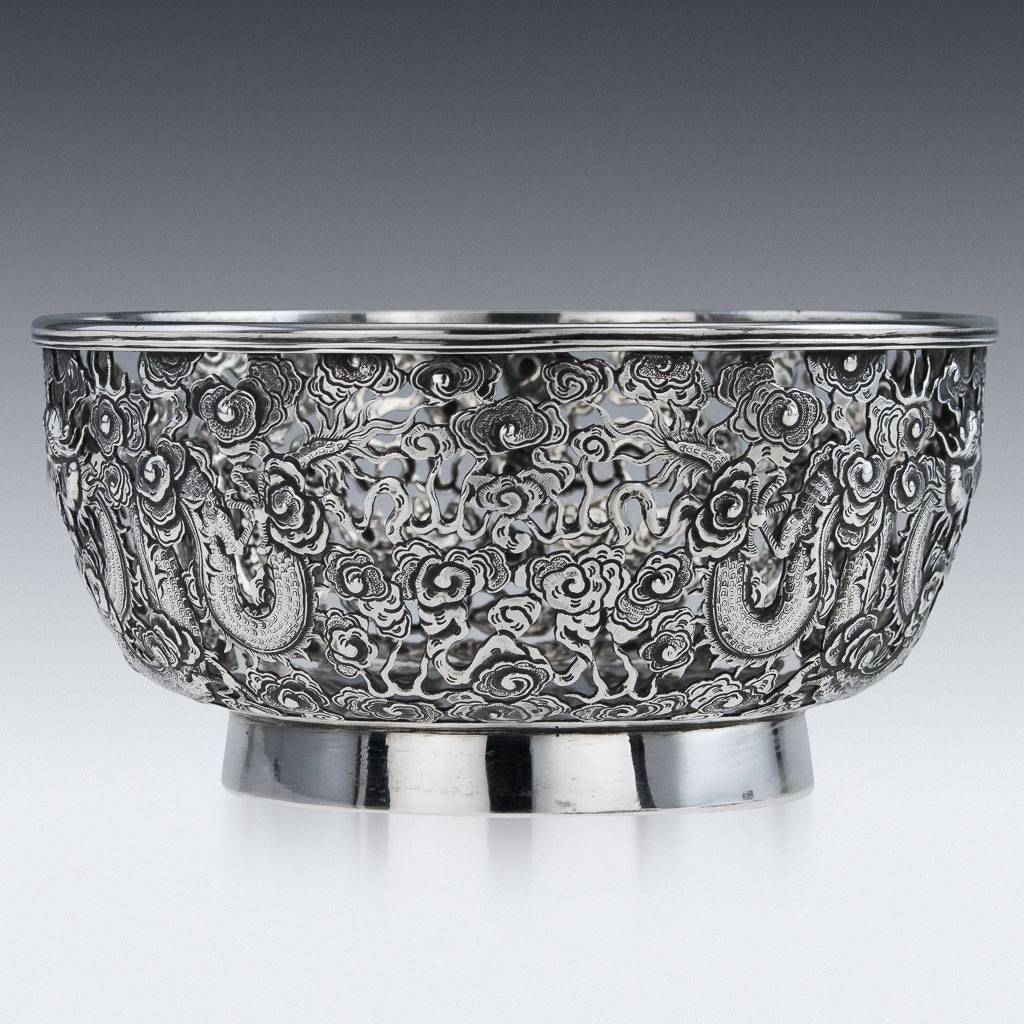 Antique 19th Century Chinese Export Silver Wang Hing Dragon Bowl, circa ...