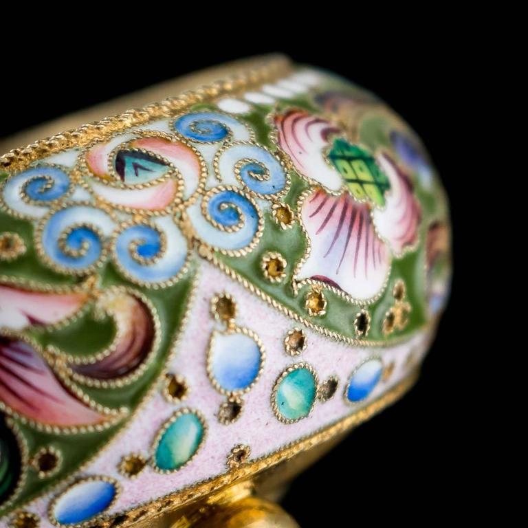 Antique 20th Century Russian Silver Shaded Enamel Salts by Maria ...