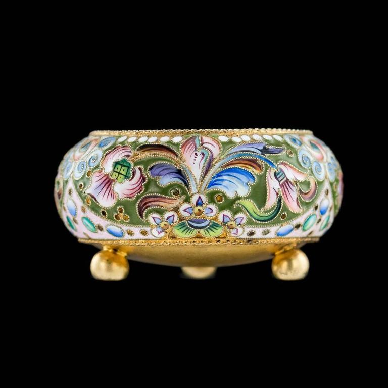 Antique 20th Century Russian Silver Shaded Enamel Salts by Maria ...