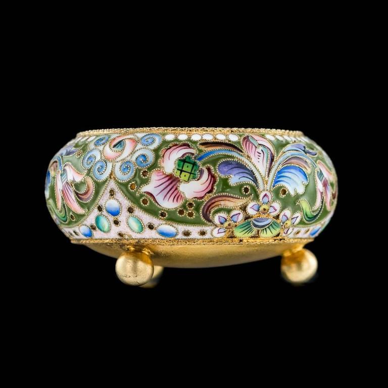 Antique 20th Century Russian Silver Shaded Enamel Salts by Maria ...