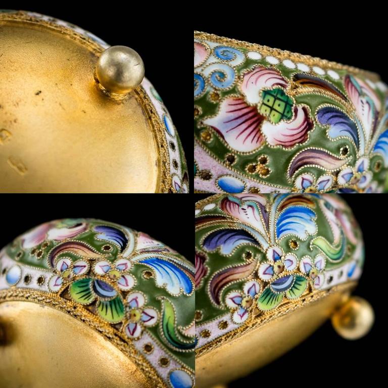 Antique 20th Century Russian Silver Shaded Enamel Salts by Maria ...