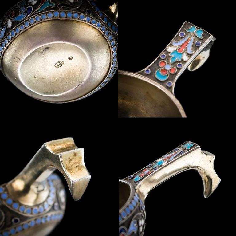 Antique Russian Solid Silver and Enamel Pair of Kovsh, Moscow, circa ...