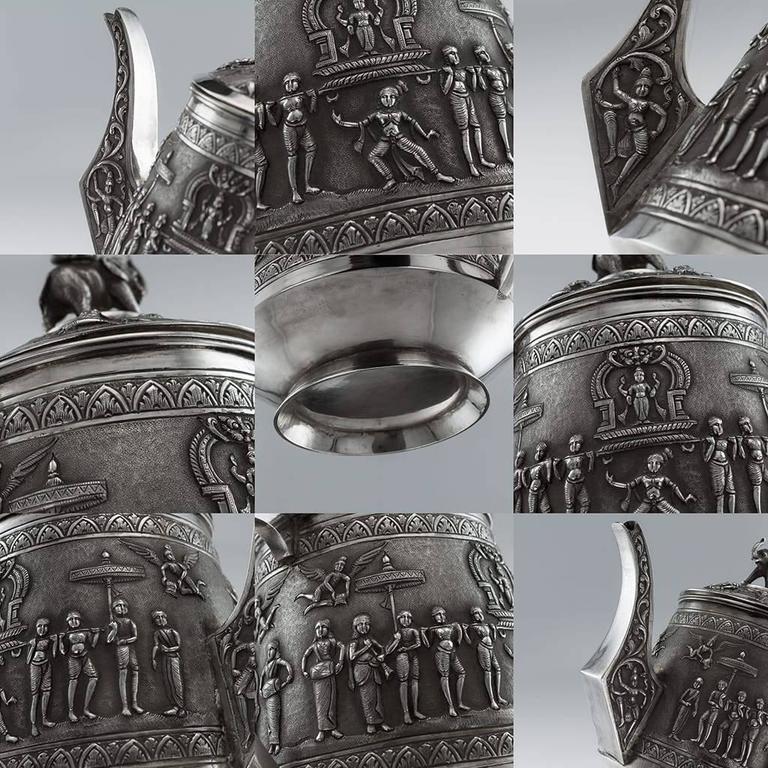 Antique 19th Century Indian Solid Silver Swami Tea Set, P. Orr Manner ...
