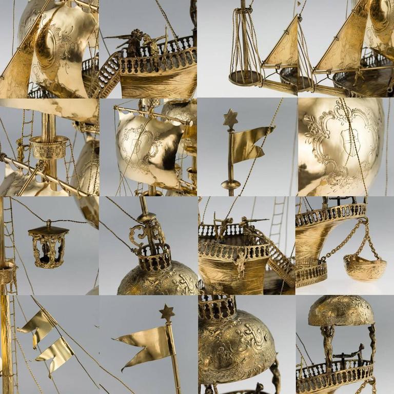 Antique 20th Century German Monumental Solid Silver Gilt Neff Galleon ...