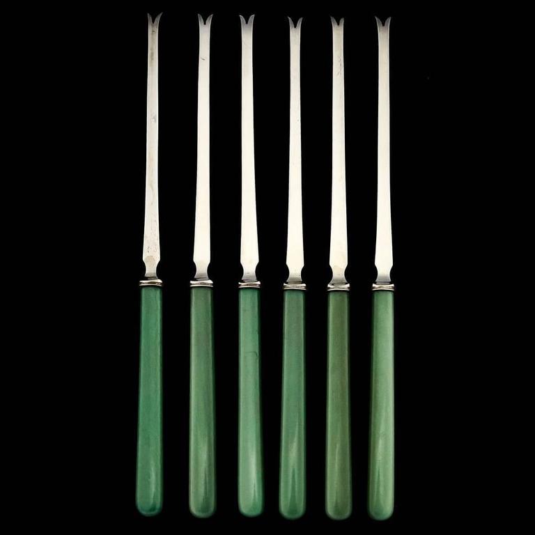 Antique Rare Solid Silver Cased Set of Six Lobster Picks, Sheffield ...