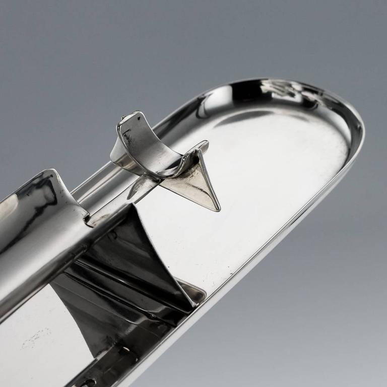 Antique Unusual Solid Silver Cigar Serving Tray, Cutter and Lighter ...