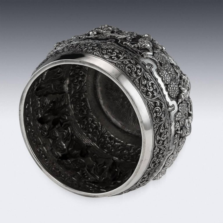 Antique 19th Century Indian Poona Solid Silver Decorative Bowl, circa ...