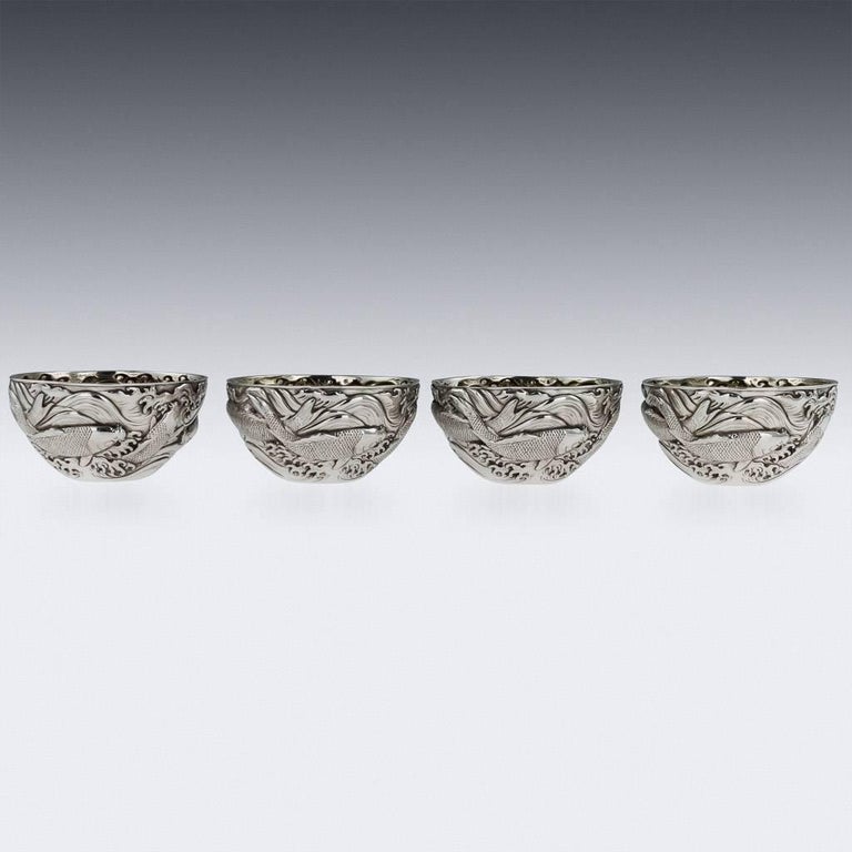 19th Century Japanese Meiji Period Solid Silver Koi Fish Finger Bowls ...