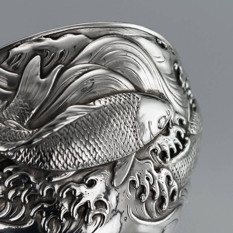 19th Century Japanese Meiji Period Solid Silver Koi Fish Finger Bowls ...