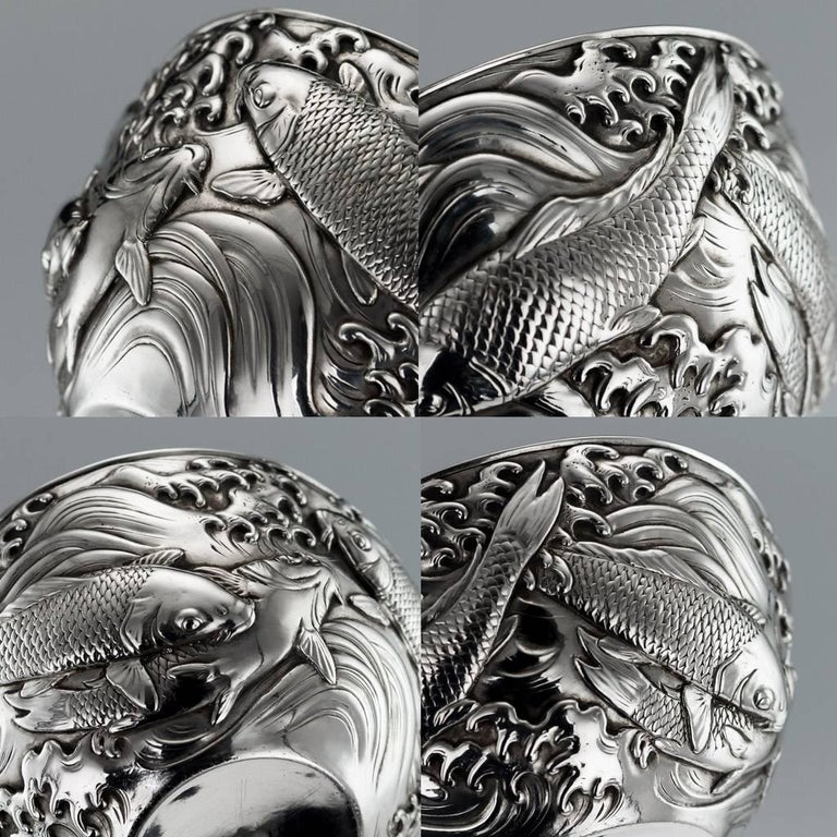 19th Century Japanese Meiji Period Solid Silver Koi Fish Finger Bowls ...