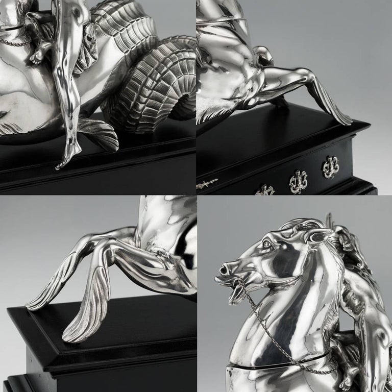 Antique 19th Century Italian Solid Silver Statues of Poseidon and ...