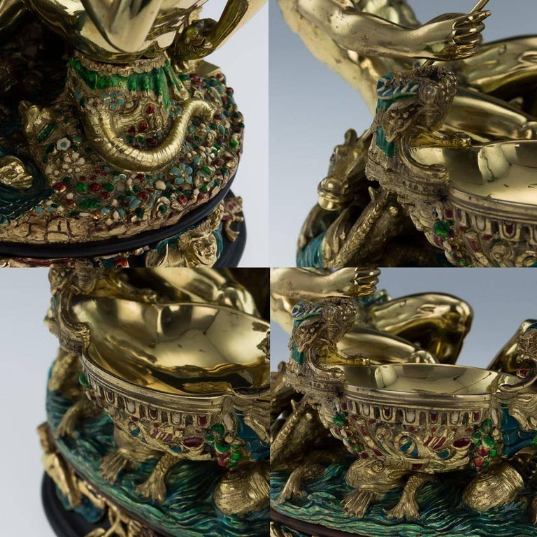 20th Century Italian Solid Silver Gilt and Enamel Cellini Salt Cellar ...