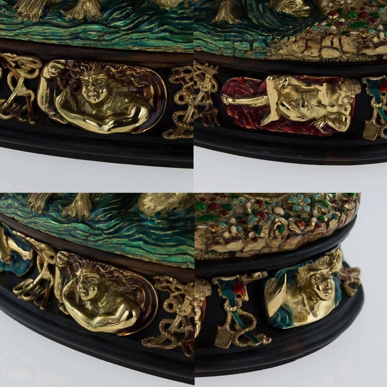 20th Century Italian Solid Silver Gilt and Enamel Cellini Salt Cellar ...