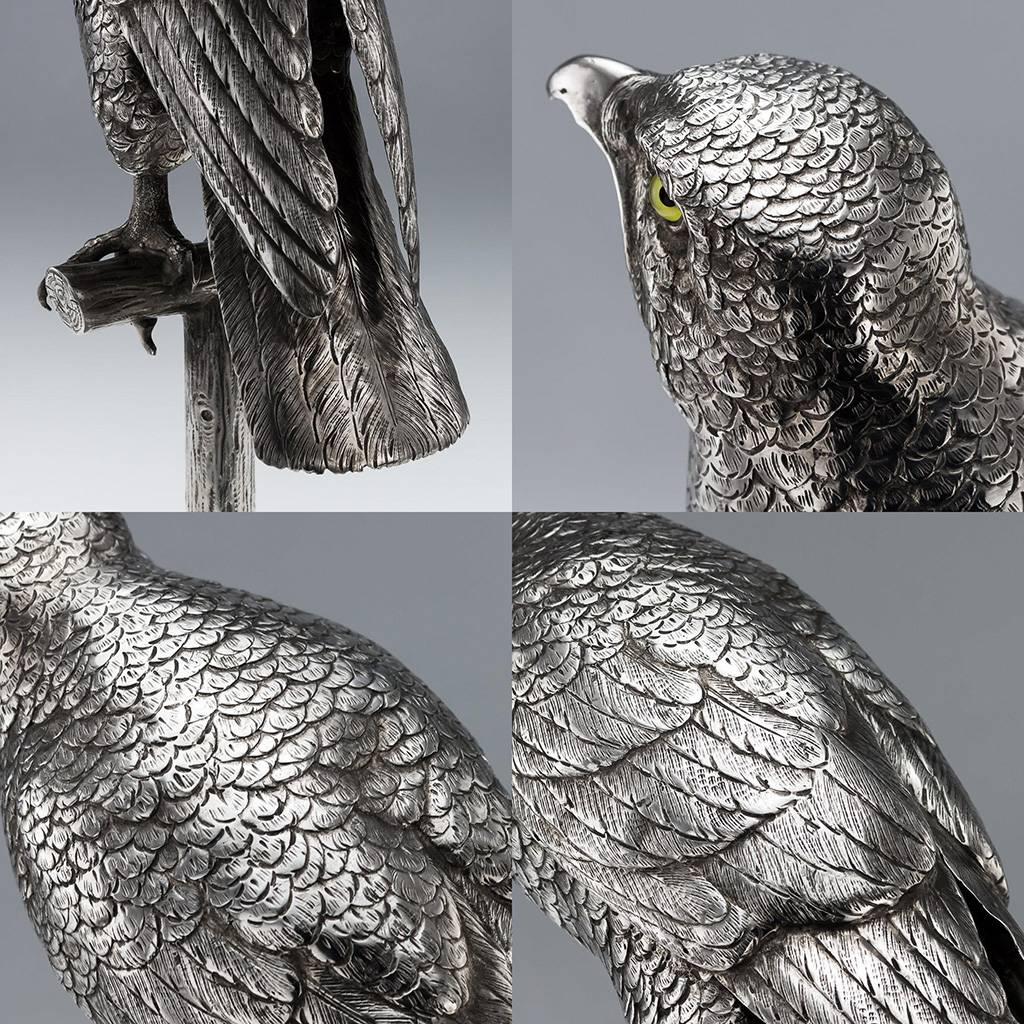 Antique German Solid Silver Pair of Massive Falcons on Stands, Hanau ...
