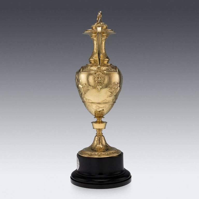 19th Century Victorian Solid Silver Gilt Trophy Cup and Cover, London ...