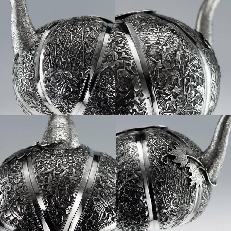 Antique 19th Century Chinese Solid Silver Tea Set, Luen Wo, Shanghai ...