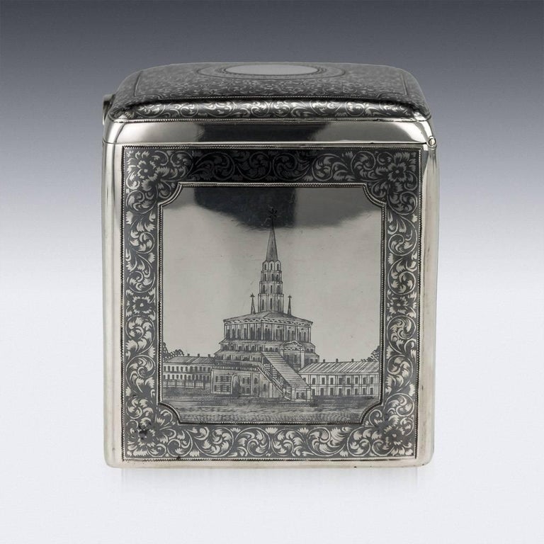 Antique Russian Solid Silver and Niello Enamel Tea Caddy, Moscow, circa ...